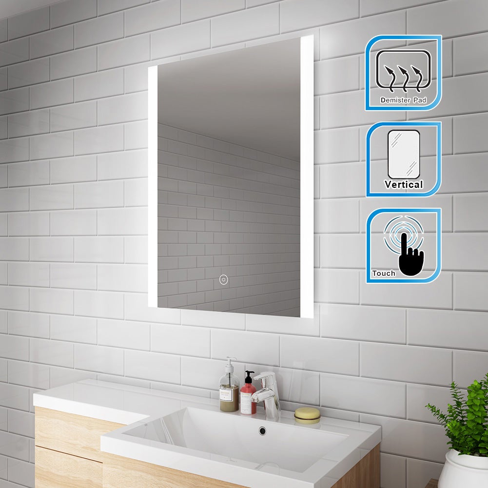 SIRHONA LED miroir de salle de bains mural 80x60cm, illumination touche ...