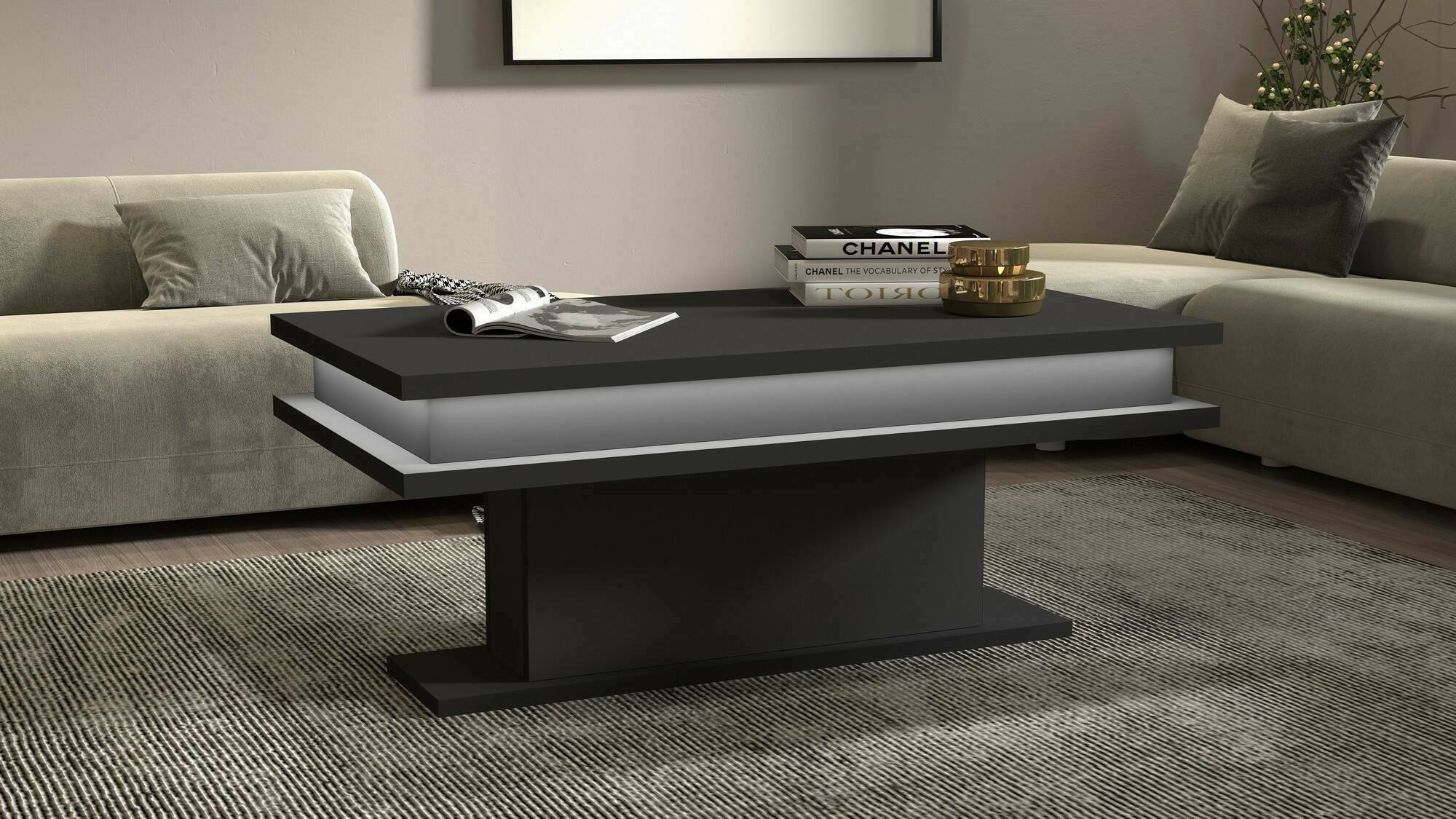 Table basse Léon, Table basse de salon, Meuble bas de rangement, Table ...