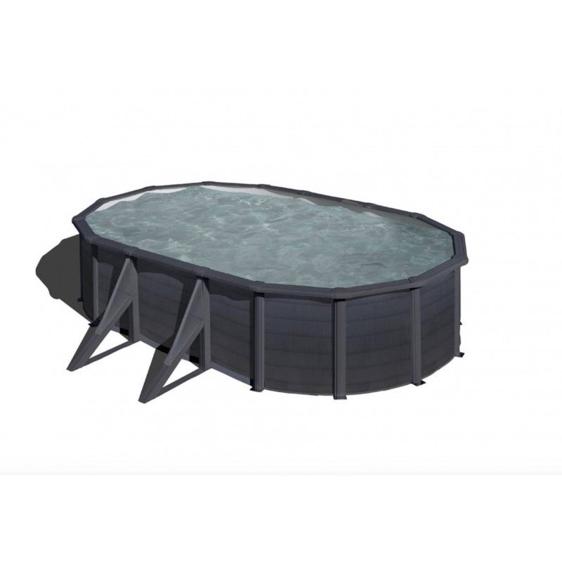 Piscina de pared de acero color grafito Kea 610 x 375 x 120 cm Ovalada ...