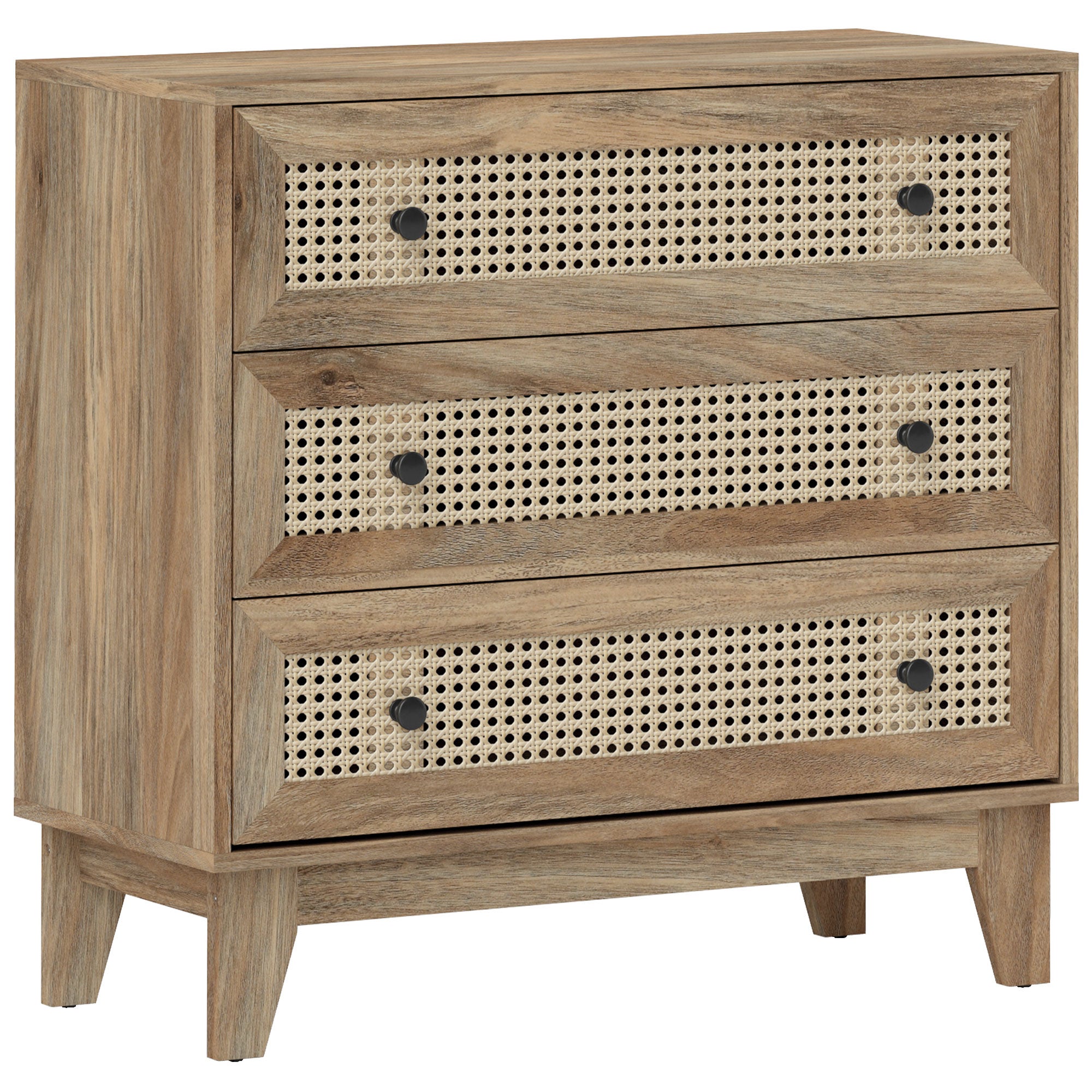 Commode 3 tiroirs style bohème chic cannage rotin aspect bois manguier ...