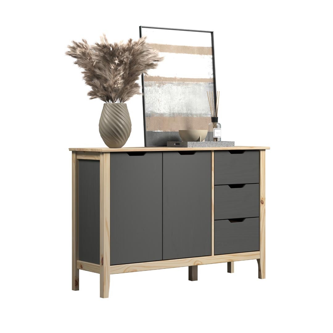 Latera buffet 3 tiroirs, 2 portes gris. | Leroy Merlin