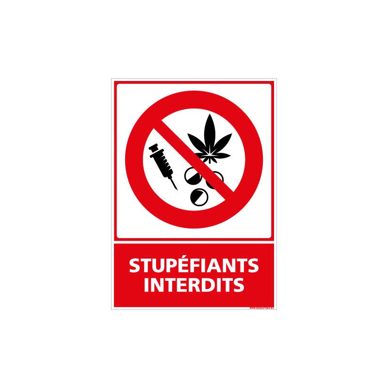 PANNEAU STUPEFIANTS INTERDITS (D1189) 150 x 210 mm Matière Aluminium ...