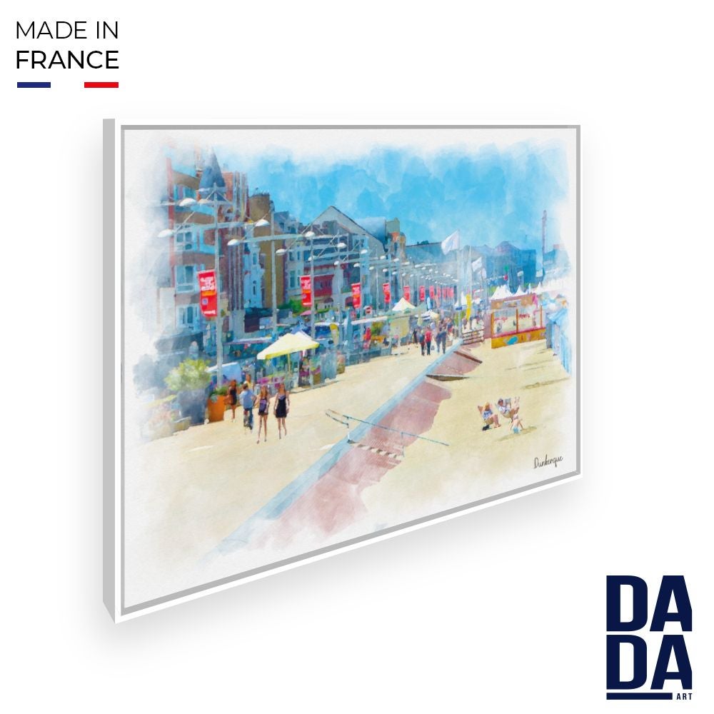 Tableau Plage de Dunkerque / 45x60cm / Cadre Blanc / Fabriqué en France ...