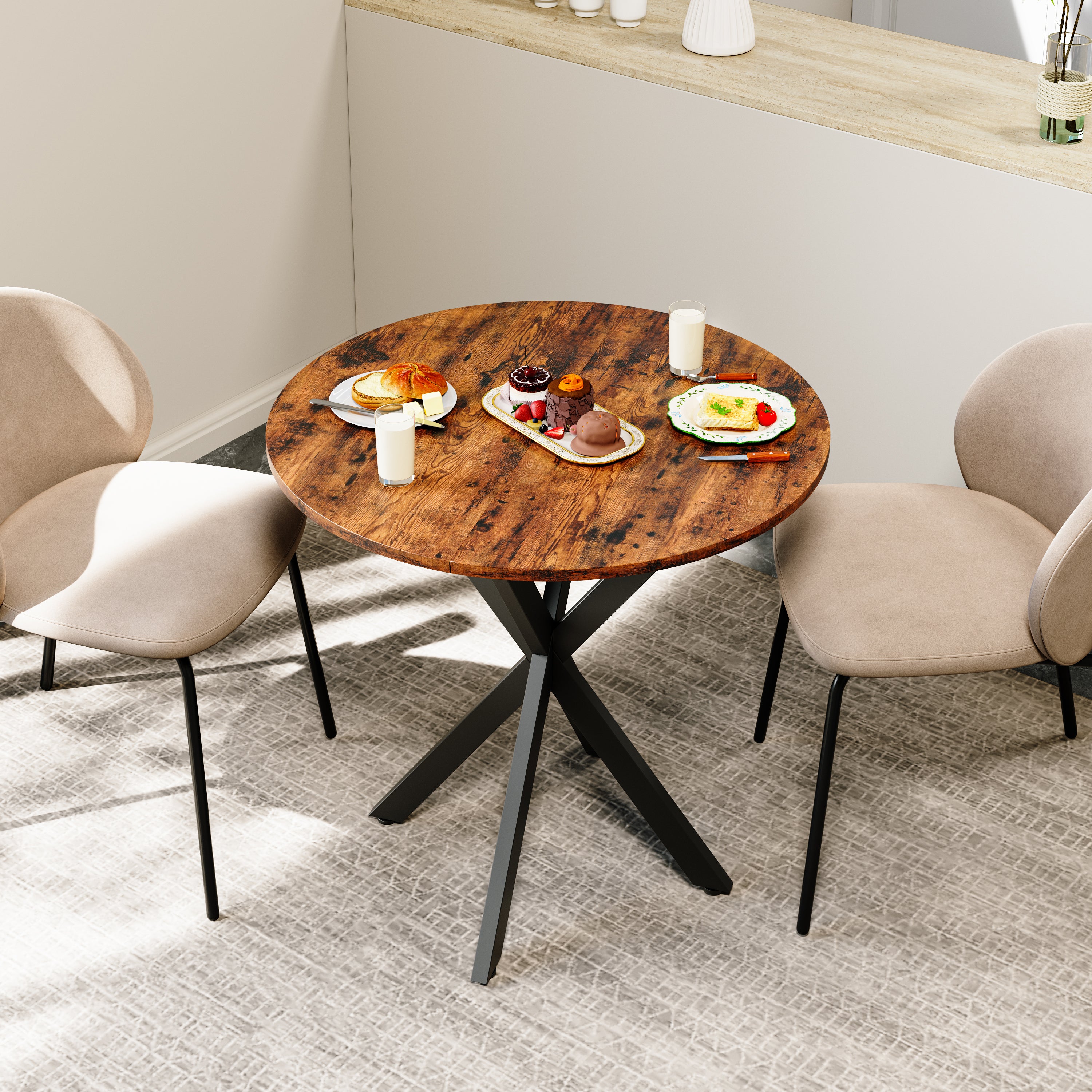 ZAEWRY Table ronde de 80 cm, idéale pour la salle à manger, la cuisine ...