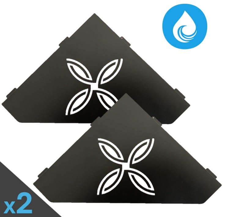 Tablette d'angle murale de douche Floral - Noir mat - Vendu par 2 ...