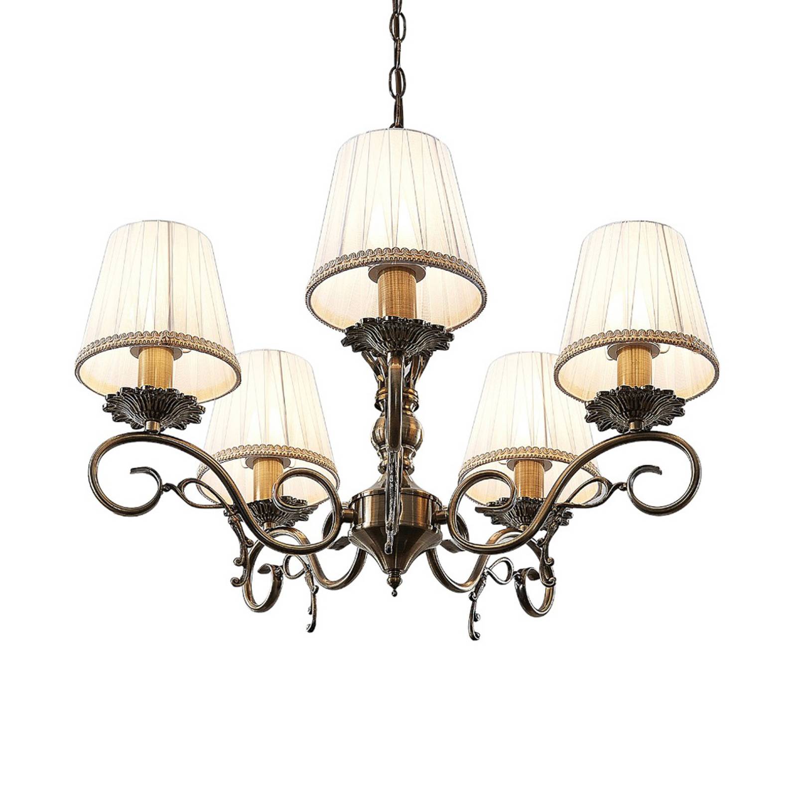 Lindby Finnick Lustre à 5 lampes, laiton, Suspension, suspension ...