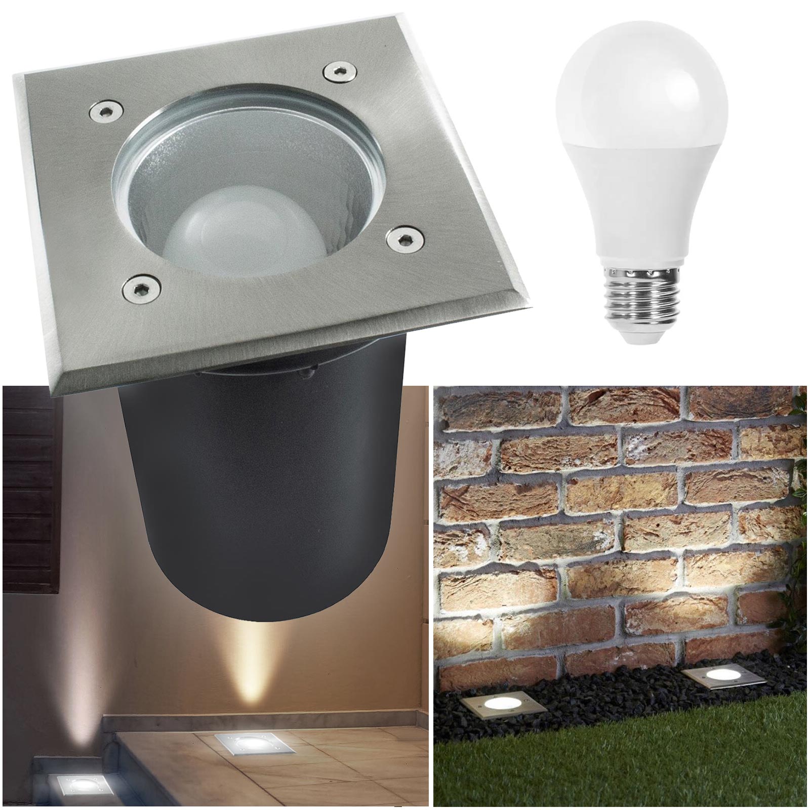 Spot carré accessible à pied IP67 étanche en acier inoxydable marqueur ...