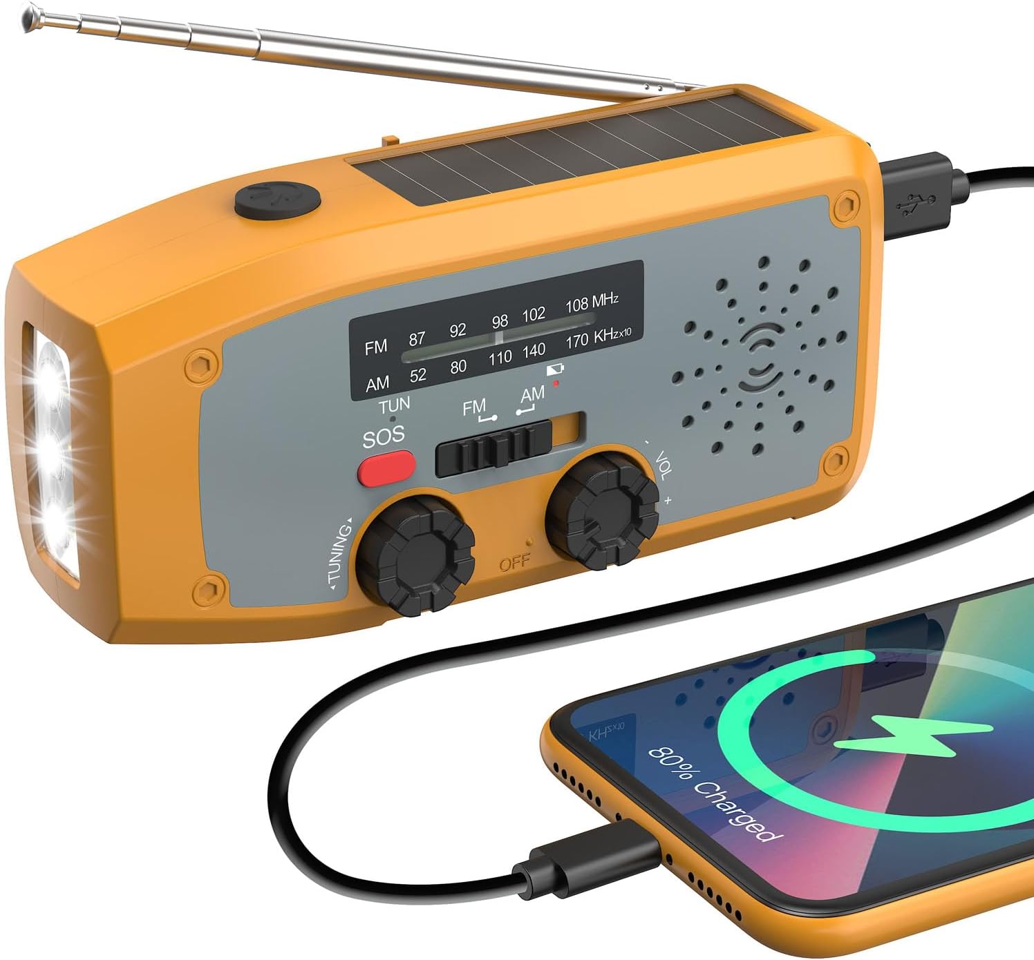 Couleur orange，Portable Radio, Radio a Pile Survie, Dynamo AM/FM de ...