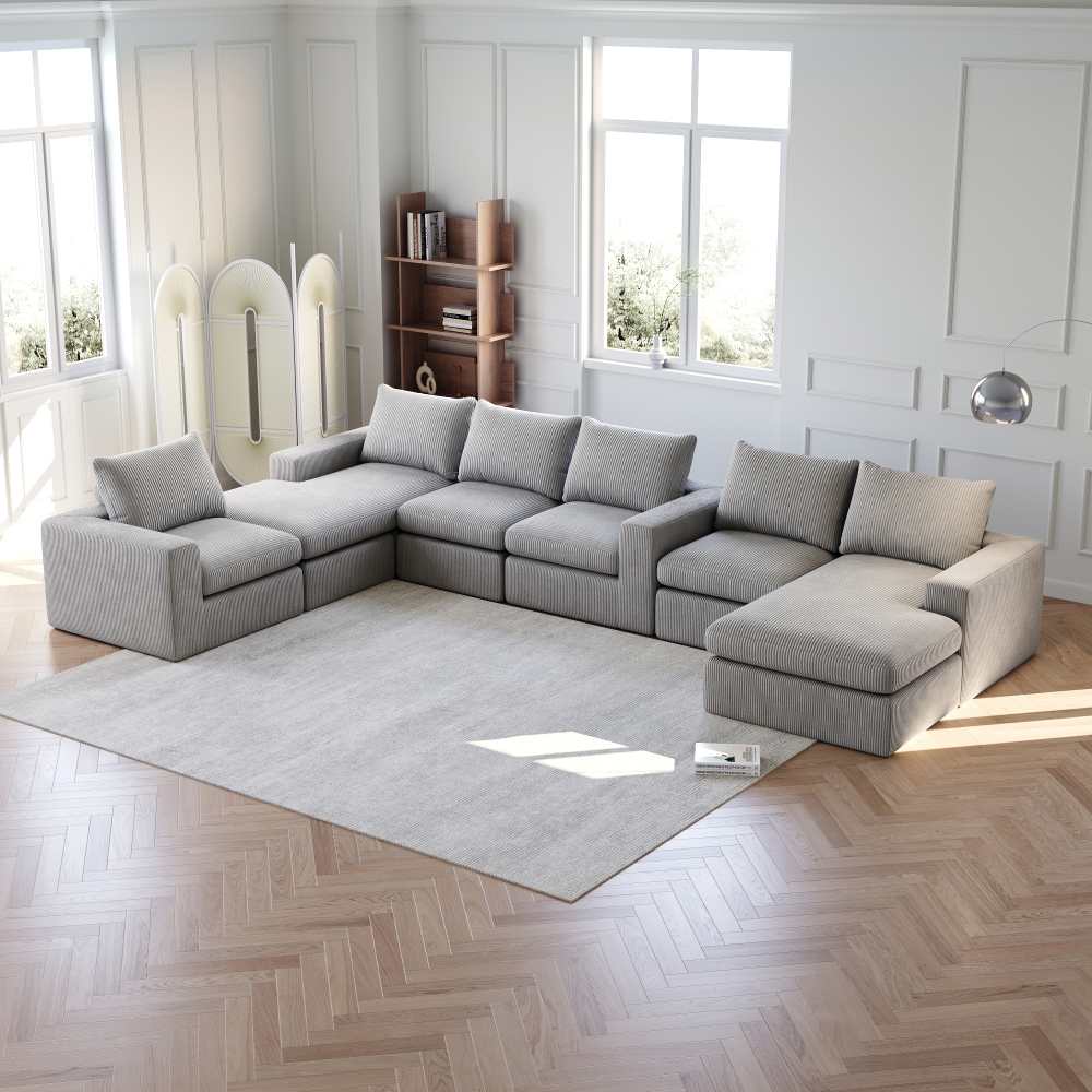 Divano ad angolo moderno con chaise longue, 3 cuscini in velluto ...