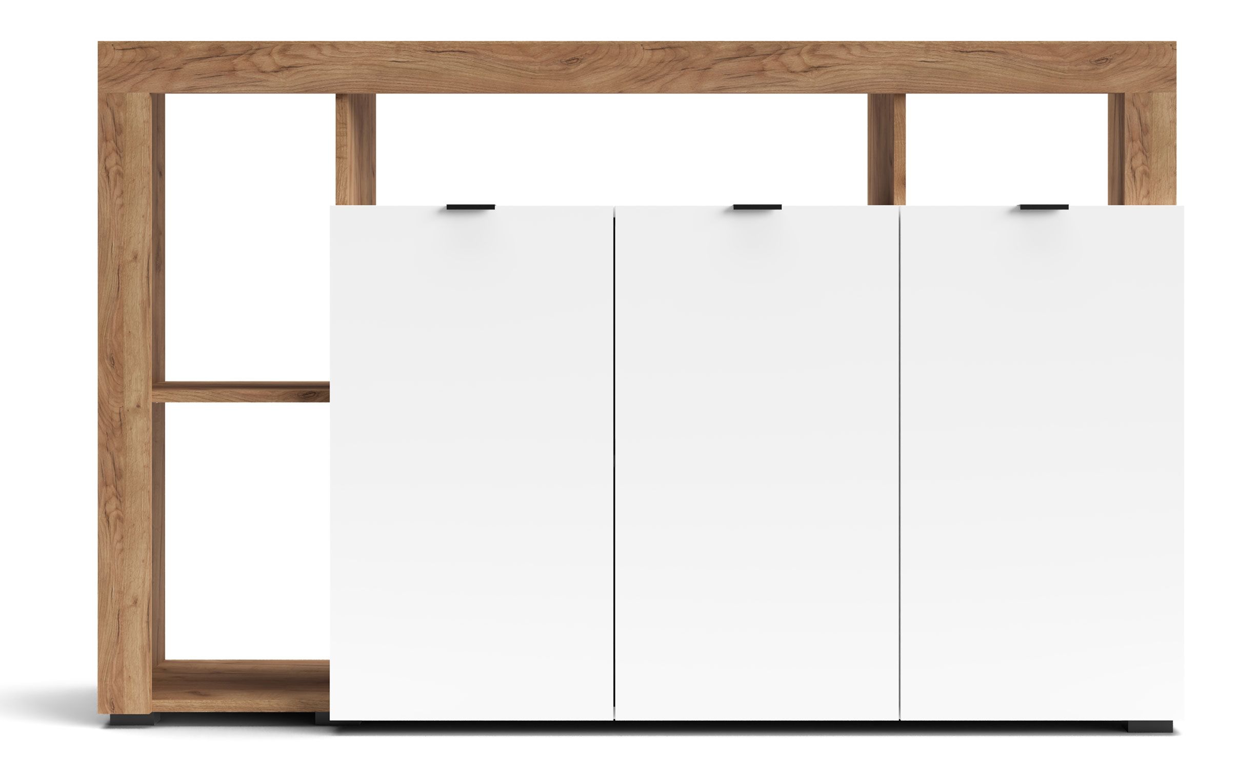 Buffet contemporain 3 portes L146cm Nexact Blanc et Chêne clair | Leroy ...