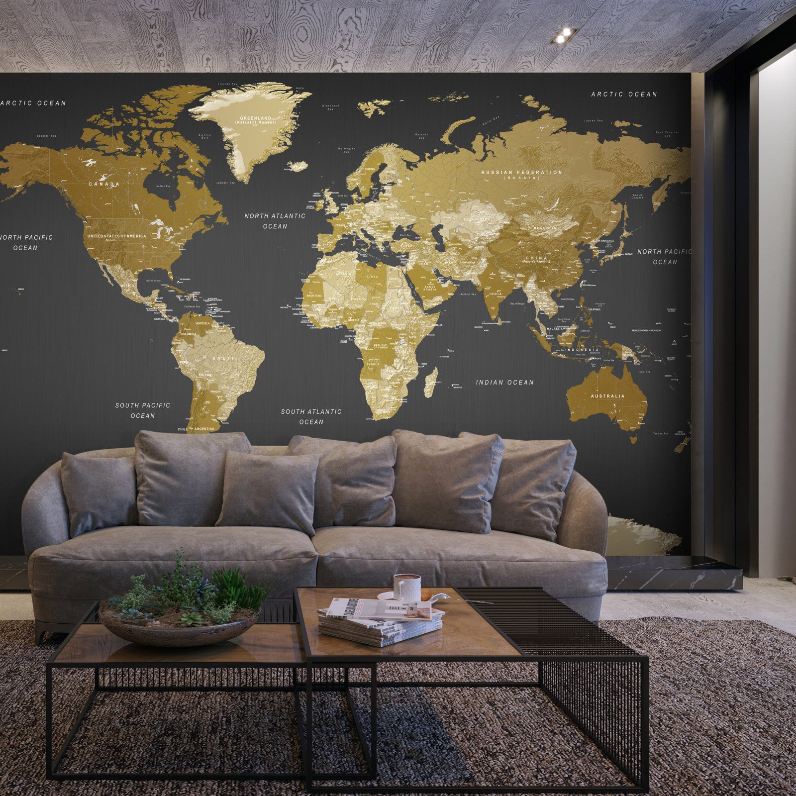 Papier peint World Map: Modern Geography - 450 x 315 cm | Leroy Merlin