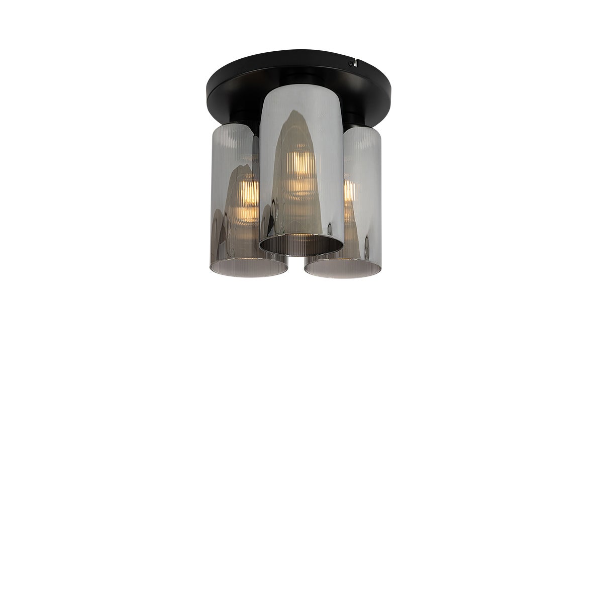 Plafón Art Deco negro con cristal ahumado 3-luces - Laura | Leroy Merlin