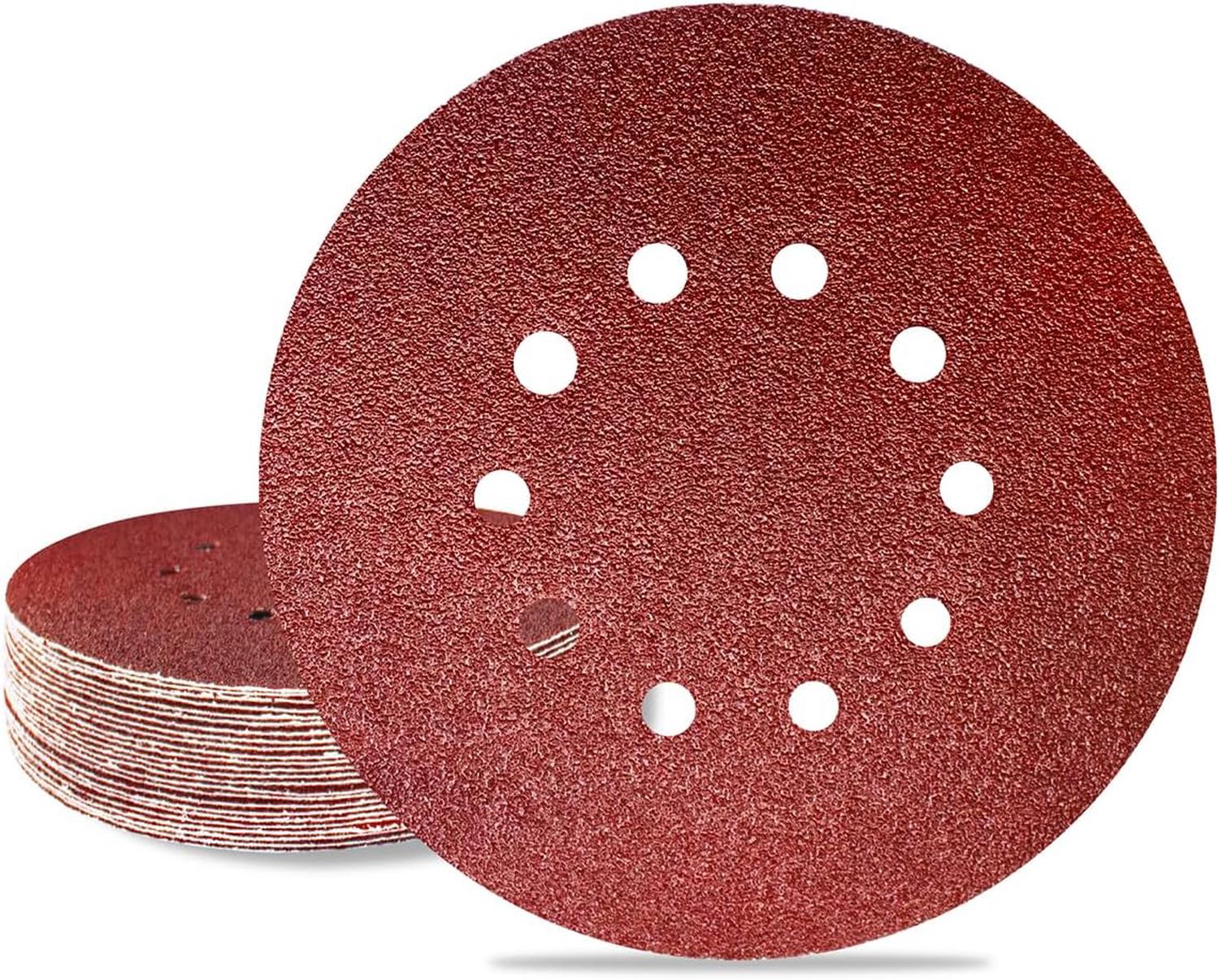 Discos Abrasivos de 225 mm Papel de Lija 25 Piezas 10 Agujeros Papel ...