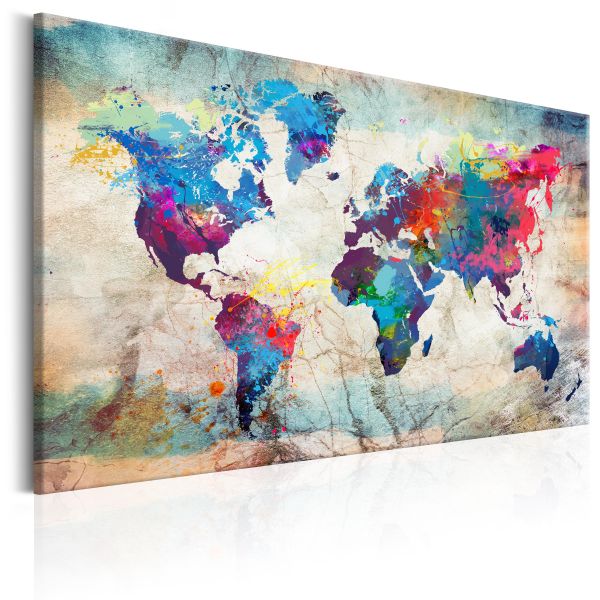 Tableau Cartes du monde World Map: Colourful Madness 120x80 cm | Leroy ...
