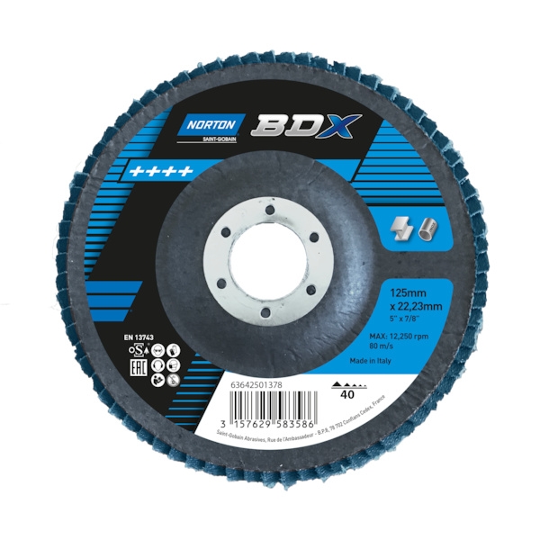 Disque à lamelles BDX - Ø 125 mm - Grain 40 - NORTON | Bricoman