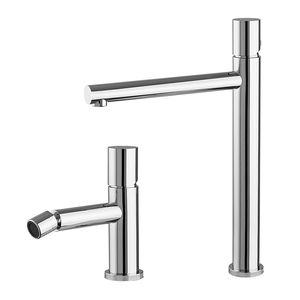 Gemini high basin+bidet mixer set stainless steel chrome | Leroy Merlin