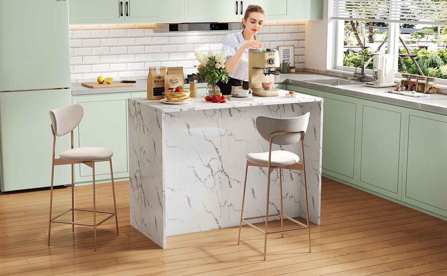 Gran isla de cocina 120x60x90,5 cm, 3 cajones y 3 puertas, diseño de ...