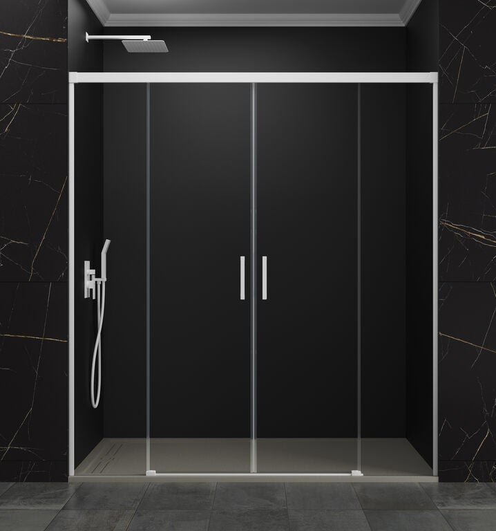 Paroi de douche frontale coulissante BASIC SPAZIO 2 portes + 2 fixes ...
