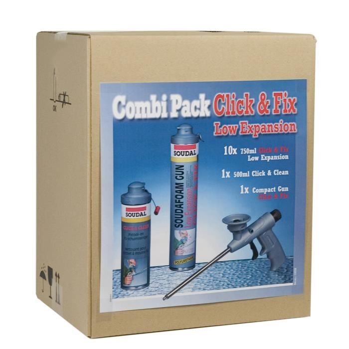 Combi-pack Soudafoam baja expansión Click & Fix - Espuma PU - Soudal | Leroy Merlin
