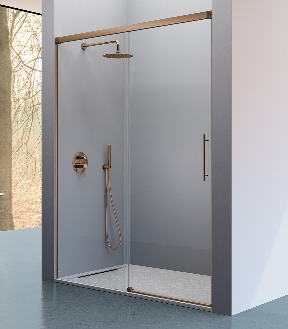 Paroi de douche frontale coulissante Série URBAN - 159–162 cm - Bronze ...