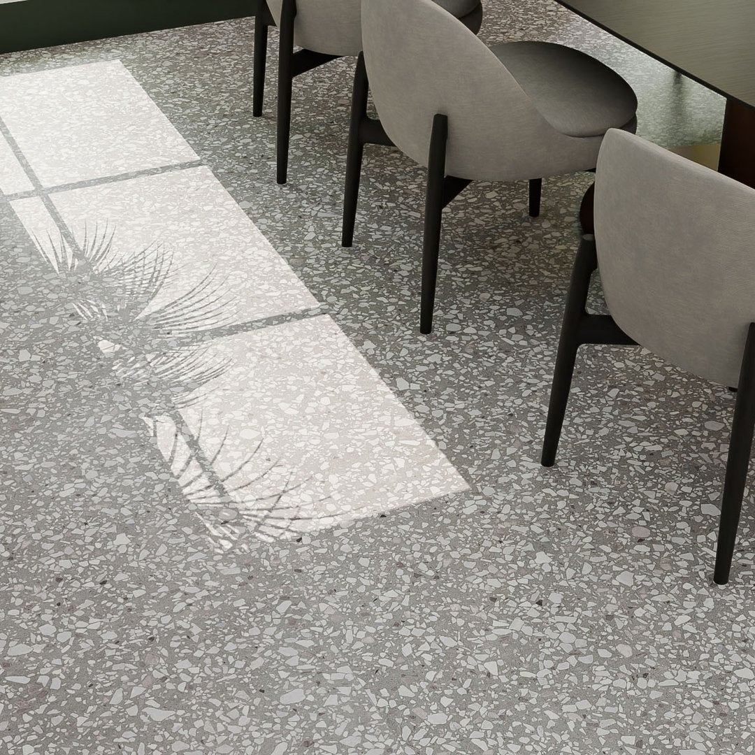 Clásico terrazo veneciano gris y blanco - Baldosas 60x60 cm 9 mm - AVE ...