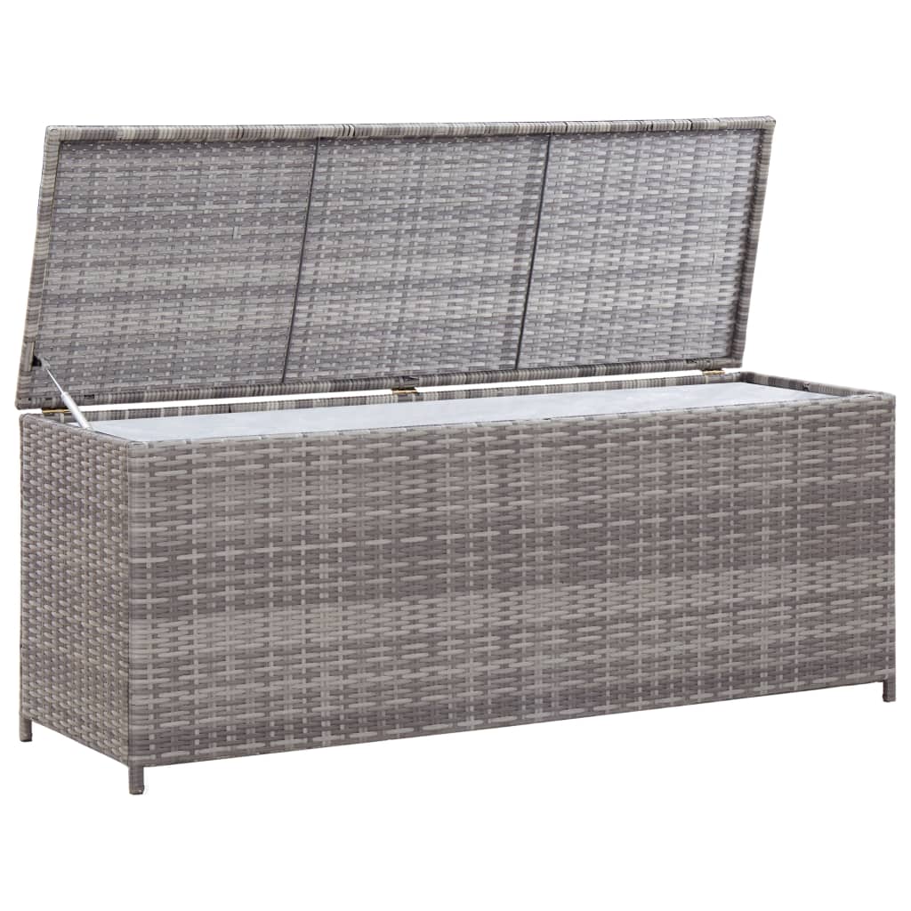 Caja de almacenamiento para jardín 120 x 50 x 60 cm resina tejida gris ...