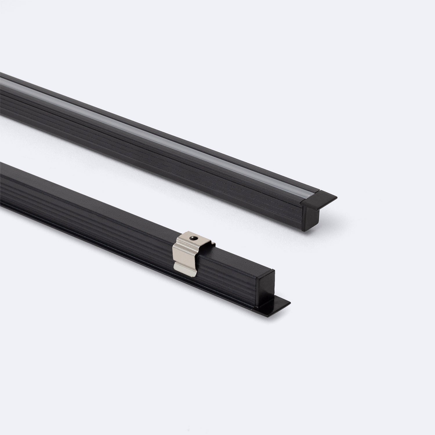 Ledkia - Perfil Aluminio Empotrable 2m para Tira LED hasta 6 mm, Negro ...