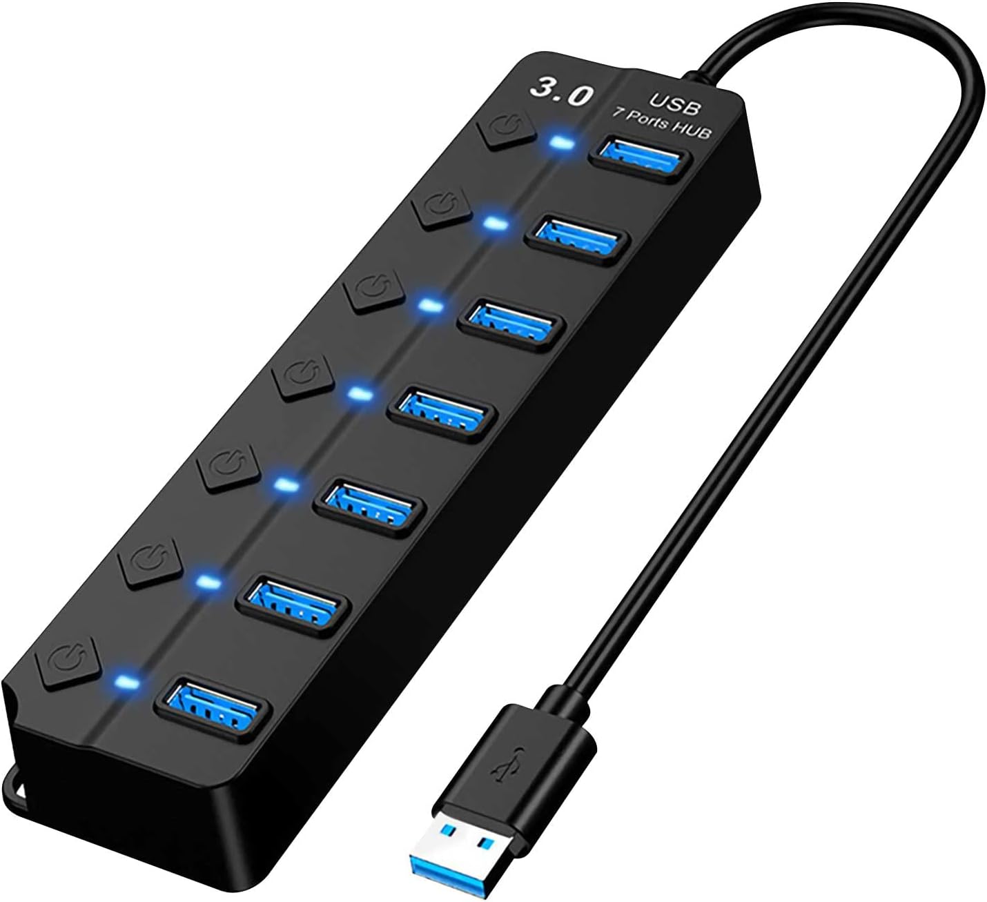 Hub USB 3.0 (7 Ports) – Multiprise avec Interrupteur Indépendant et LED ...