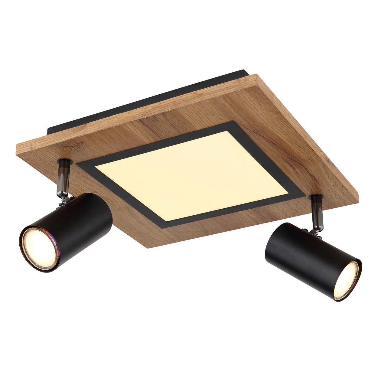Plafonnier semi-encastré LED intégré 30 cm noir mat 3 LED 3000 K ...