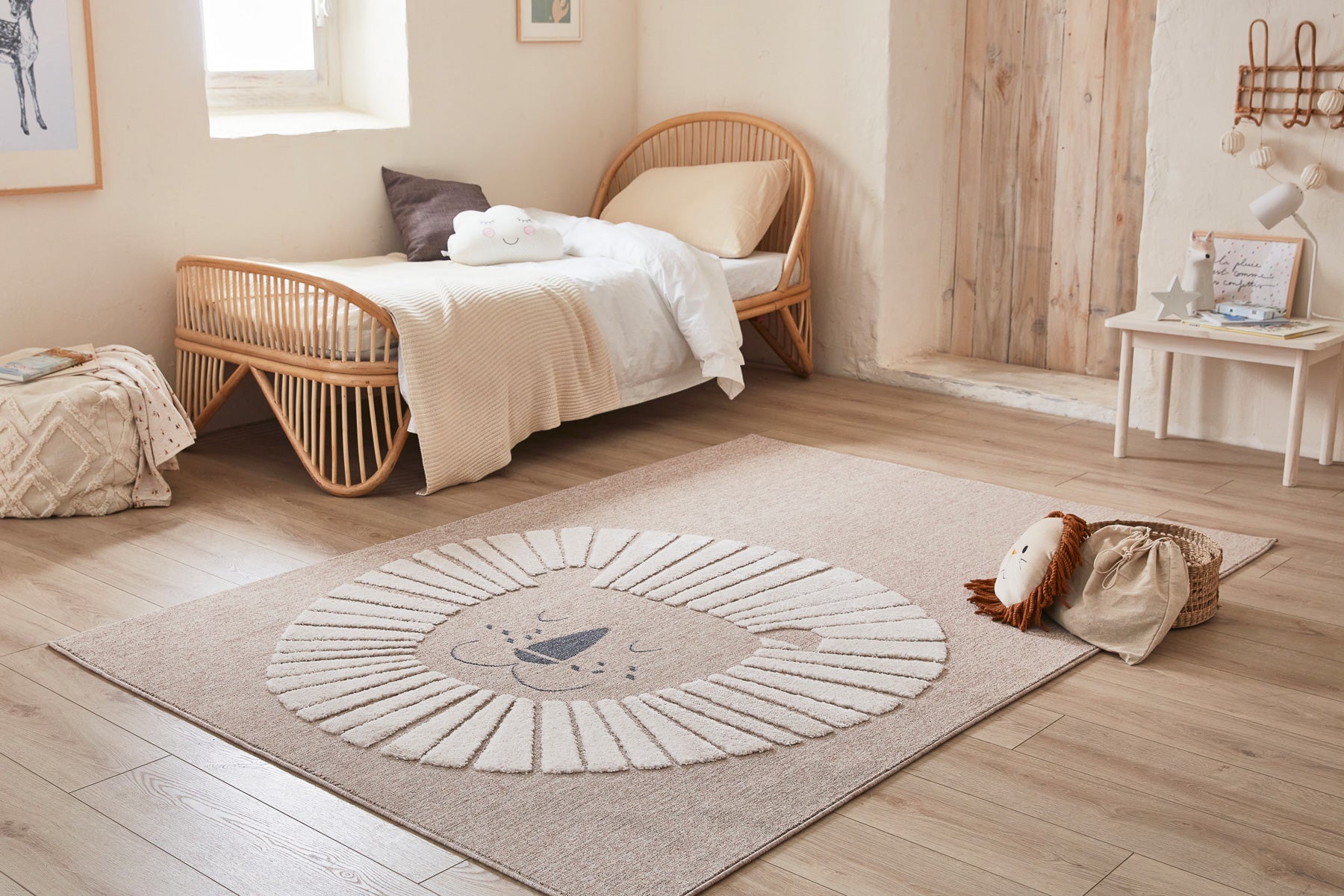 Tapis enfant - beige - Beige - lion - 160x230 | Leroy Merlin