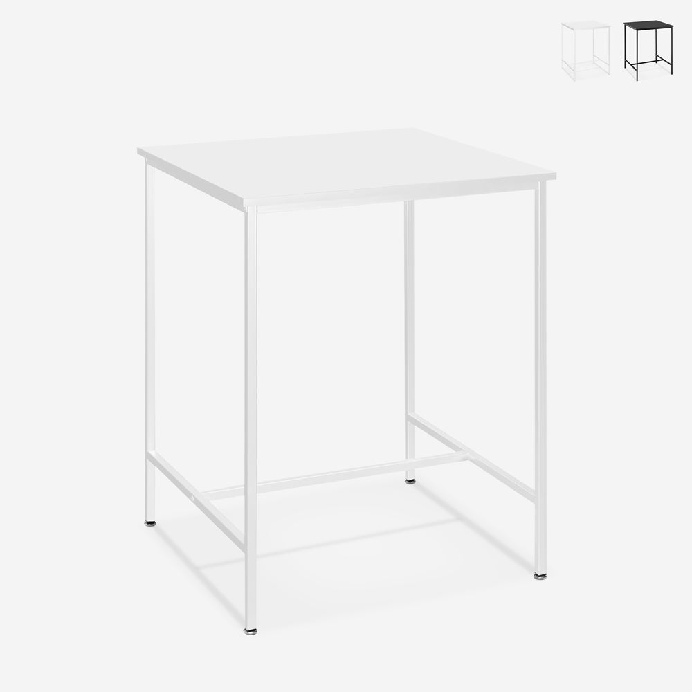 Mesa alta de 70x70 cm para bar cocina y cafetería de metal blanco y ...
