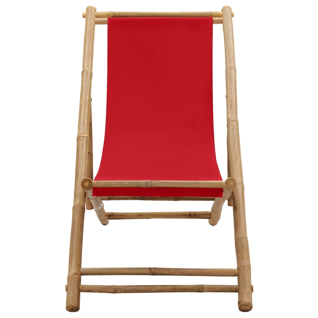 Transat de plage en bambou et toile rouge – ComfortXL | Leroy Merlin