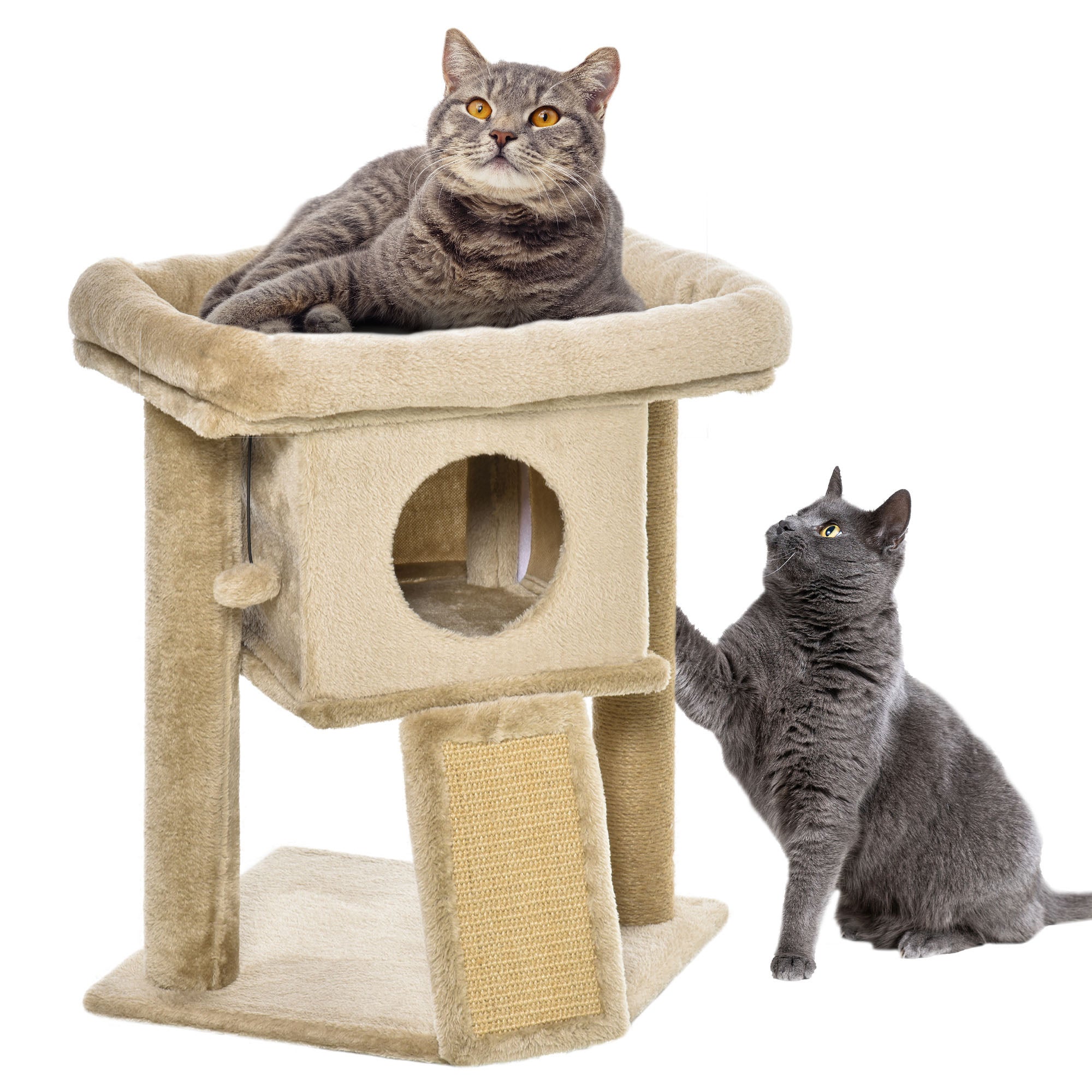 Arbre à Chat 57cm Tour Sisal Rampe Grotte Lit Balle Suspendue ...