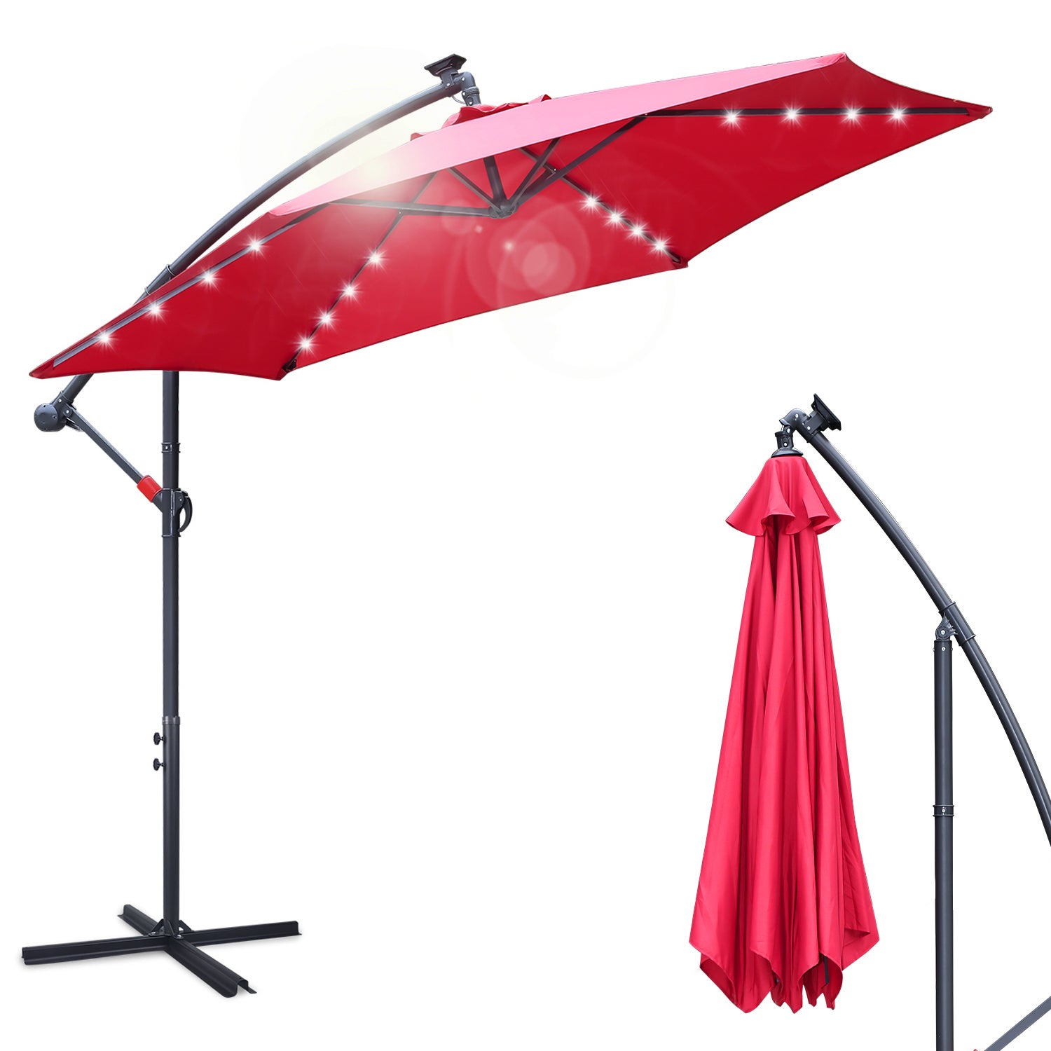 Parasol avec LED Parasol de jardin pliable Parasol de plage pivotant à ...