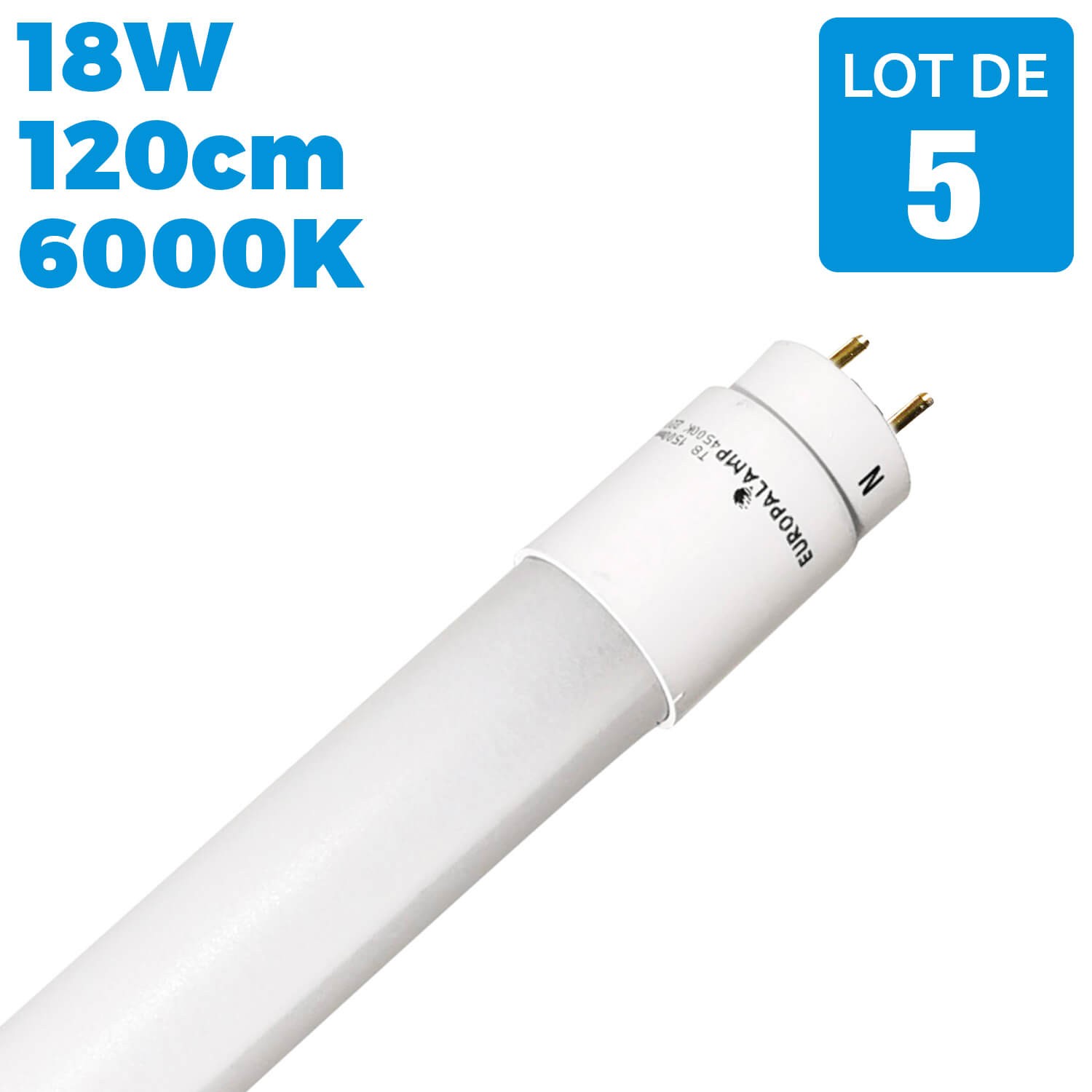5 Tubos de neón LED T8 18W 120cm Blanco frío 6000K | Leroy Merlin