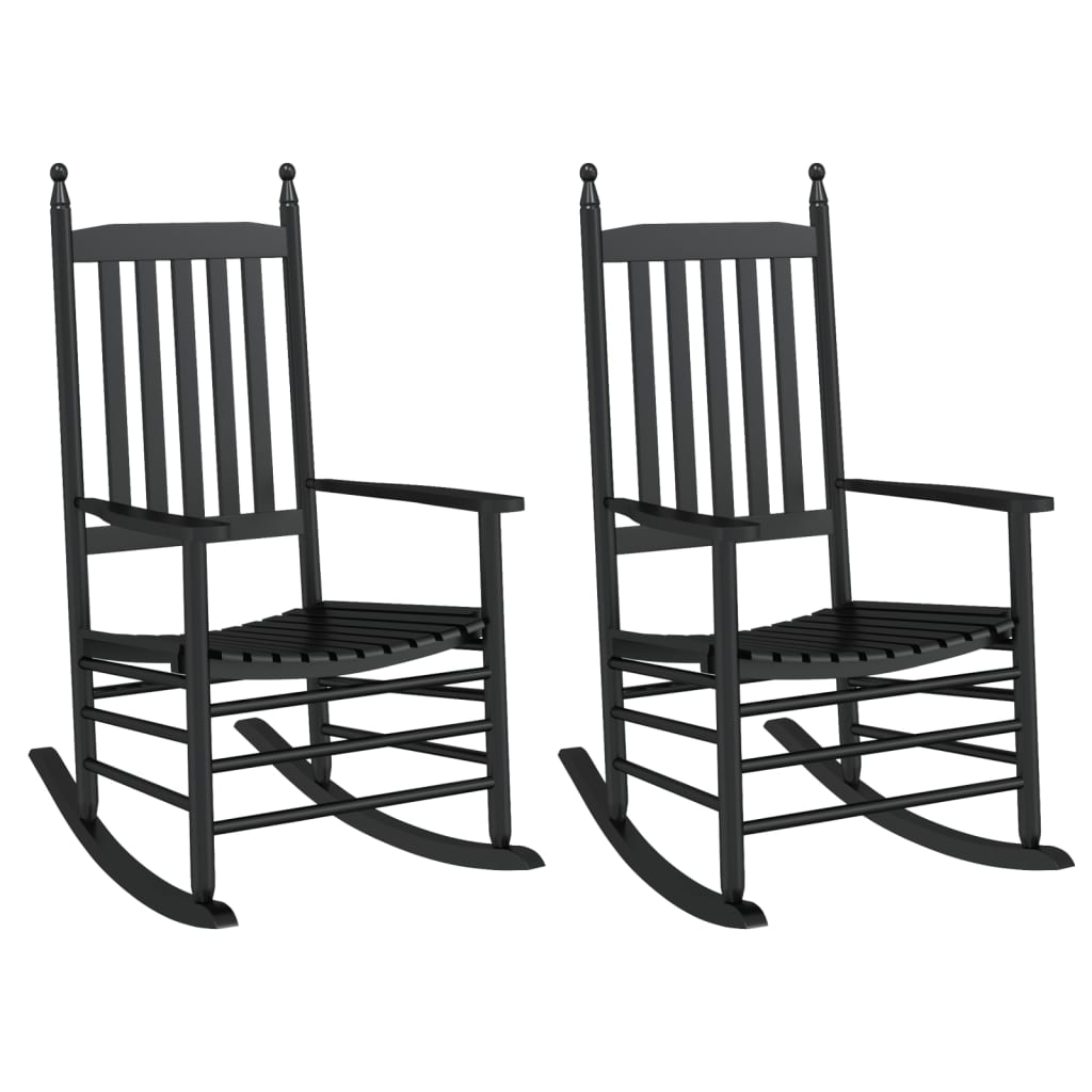 Mecedoras con asiento curvo 2 uds madera álamo maciza negro | Leroy Merlin