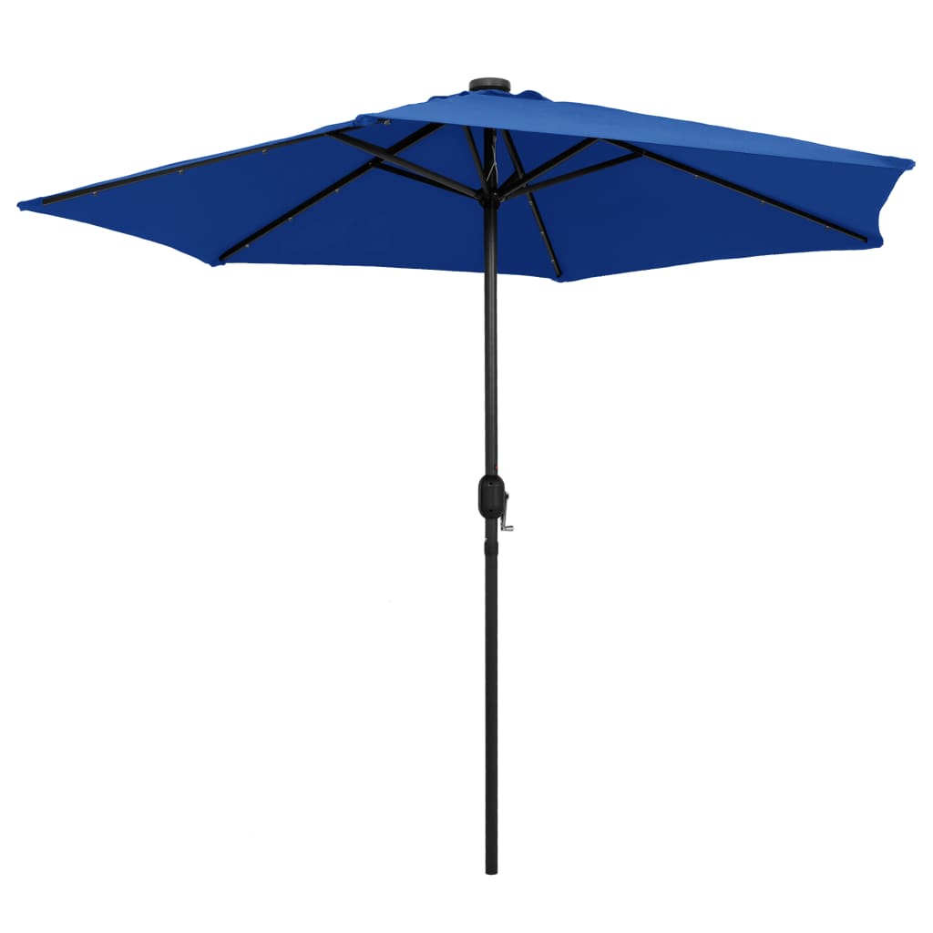 Sombrilla de exterior con LED y mástil de aluminio 270 cm azul 02 ...