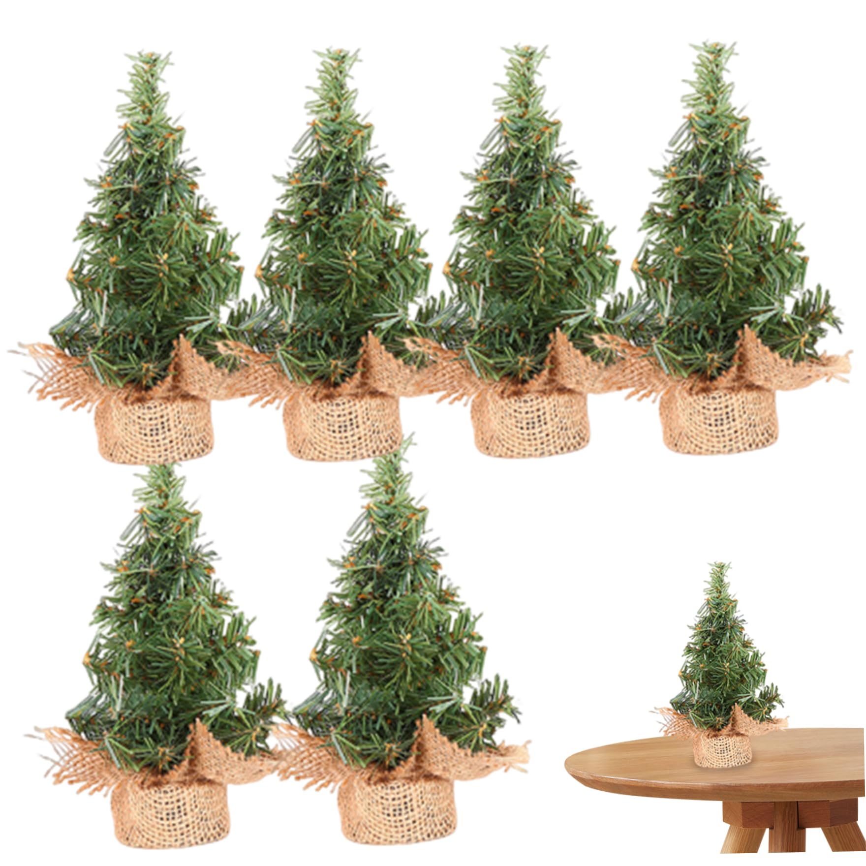 Mini sapin de Noël, 6 pièces petit sapin de Noël de 20 cm avec base en ...