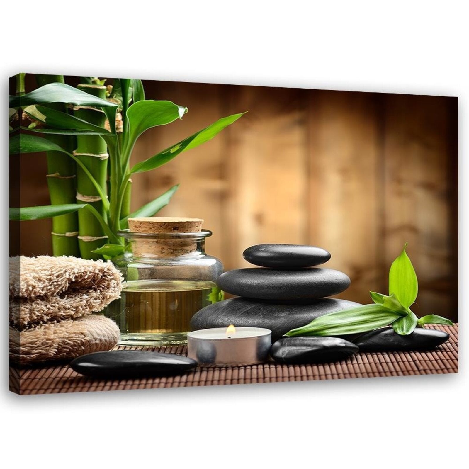 Tableau pierres noires zen et bambou | Leroy Merlin