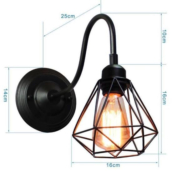 Applique d'intérieur Mogod - Lampe Murale Industrielle Rétro - Noir ...