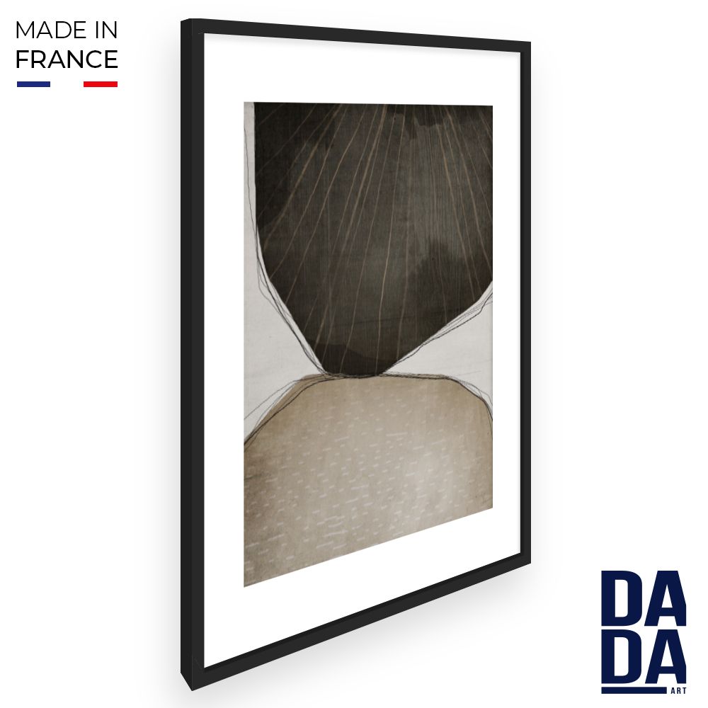 Image encadrée avec cadre NOIR / 30x40cm / Formes organiques apaisantes ...