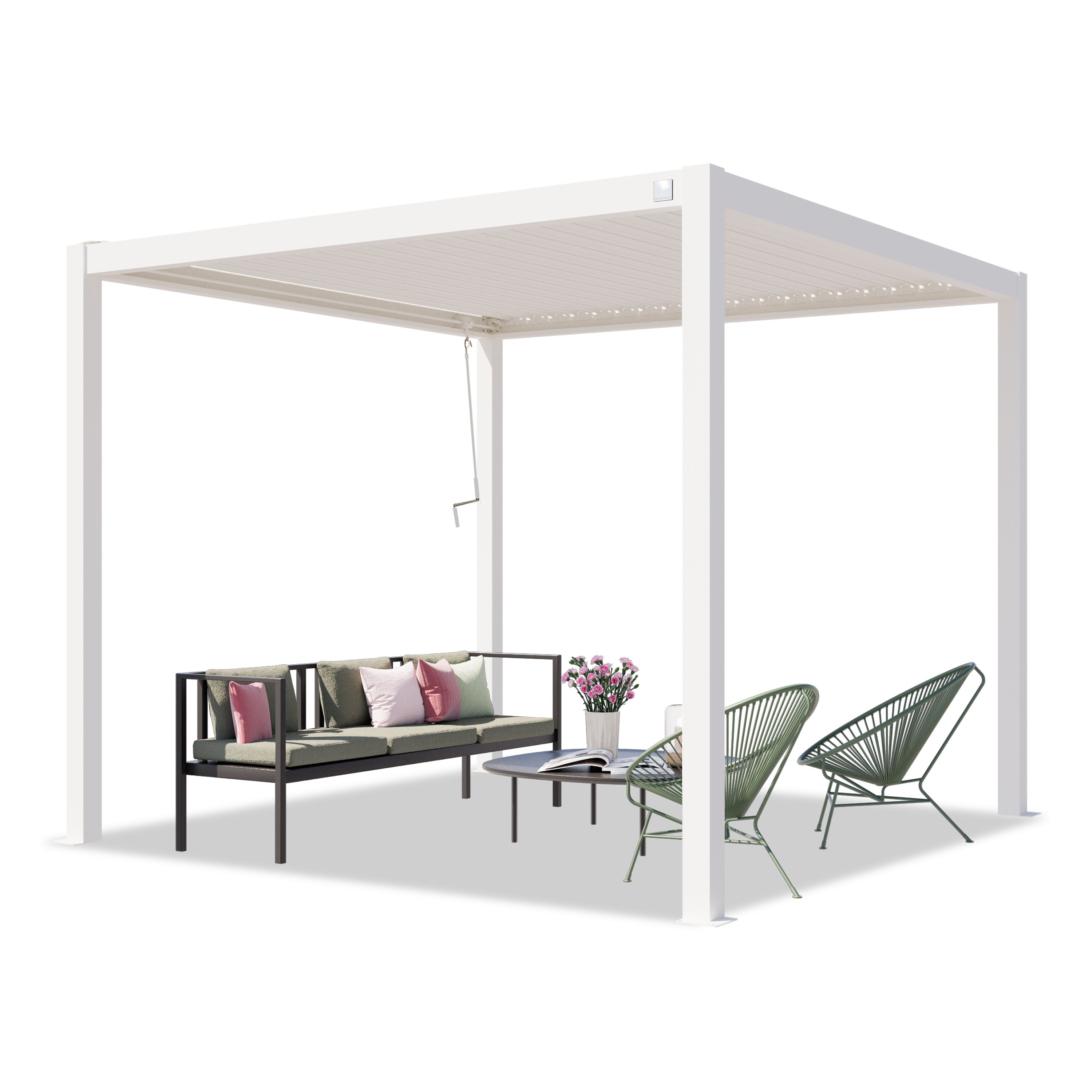 PRIMEYARD Pergola 3x3 m poteaux en aluminium blancs avec lames ...