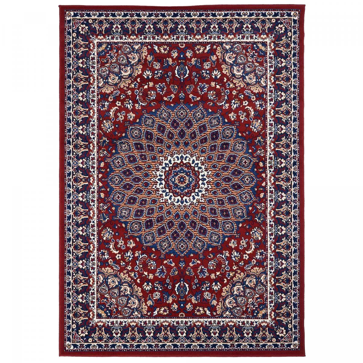 Tapis oriental 240x330 rectangle crème et rouge tissé motif ethnique ...