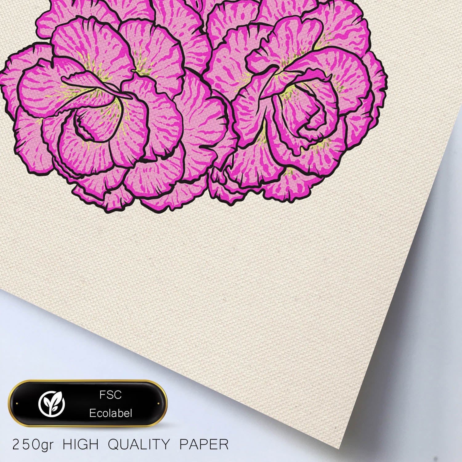 Poster De Flores Y Naturaleza. Lamina Cuadrada Rositas, Ilustrada Con Dibujos A Color. Marco ...