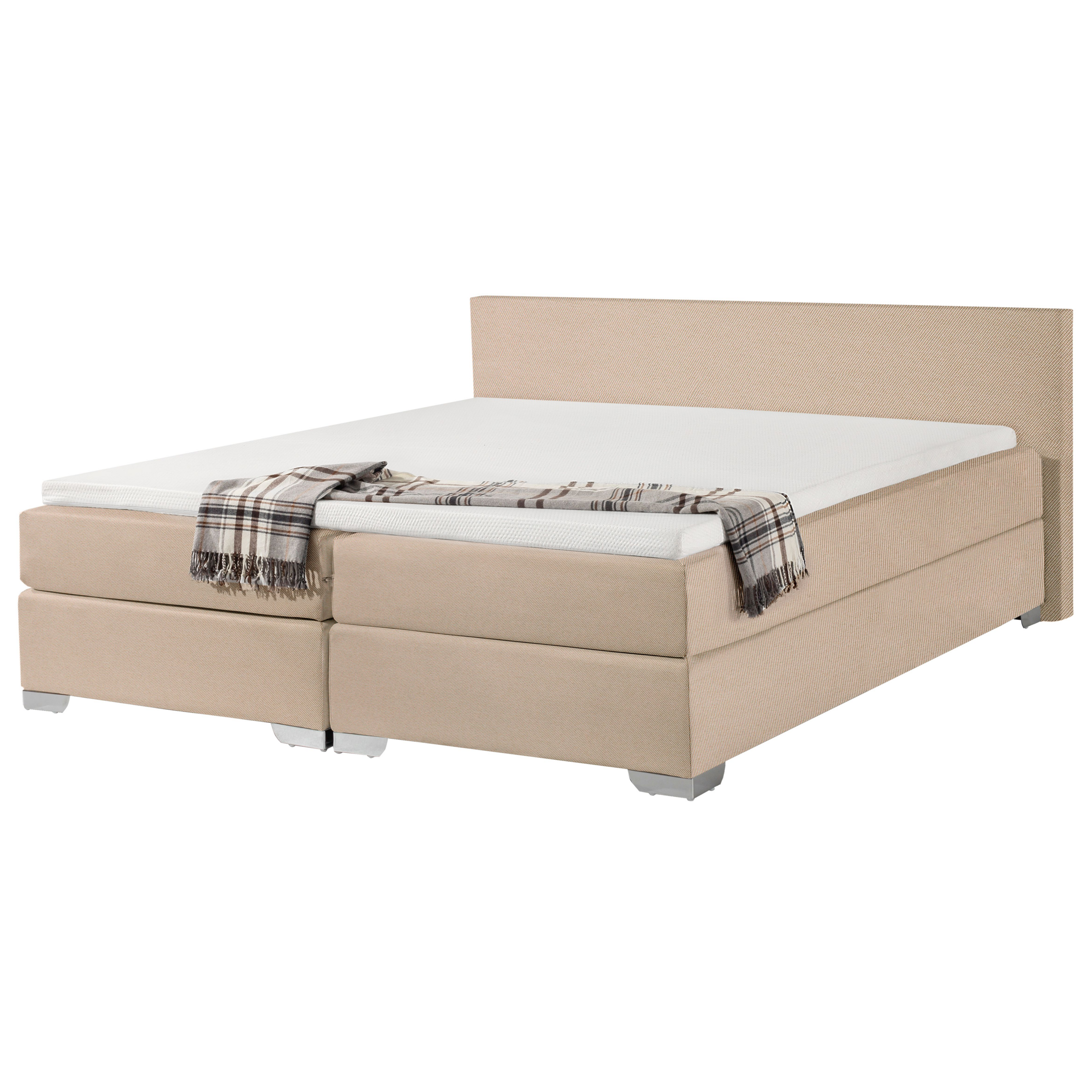 Lit boxspring en tissu beige 180x200 cm PRESIDENT | Leroy Merlin