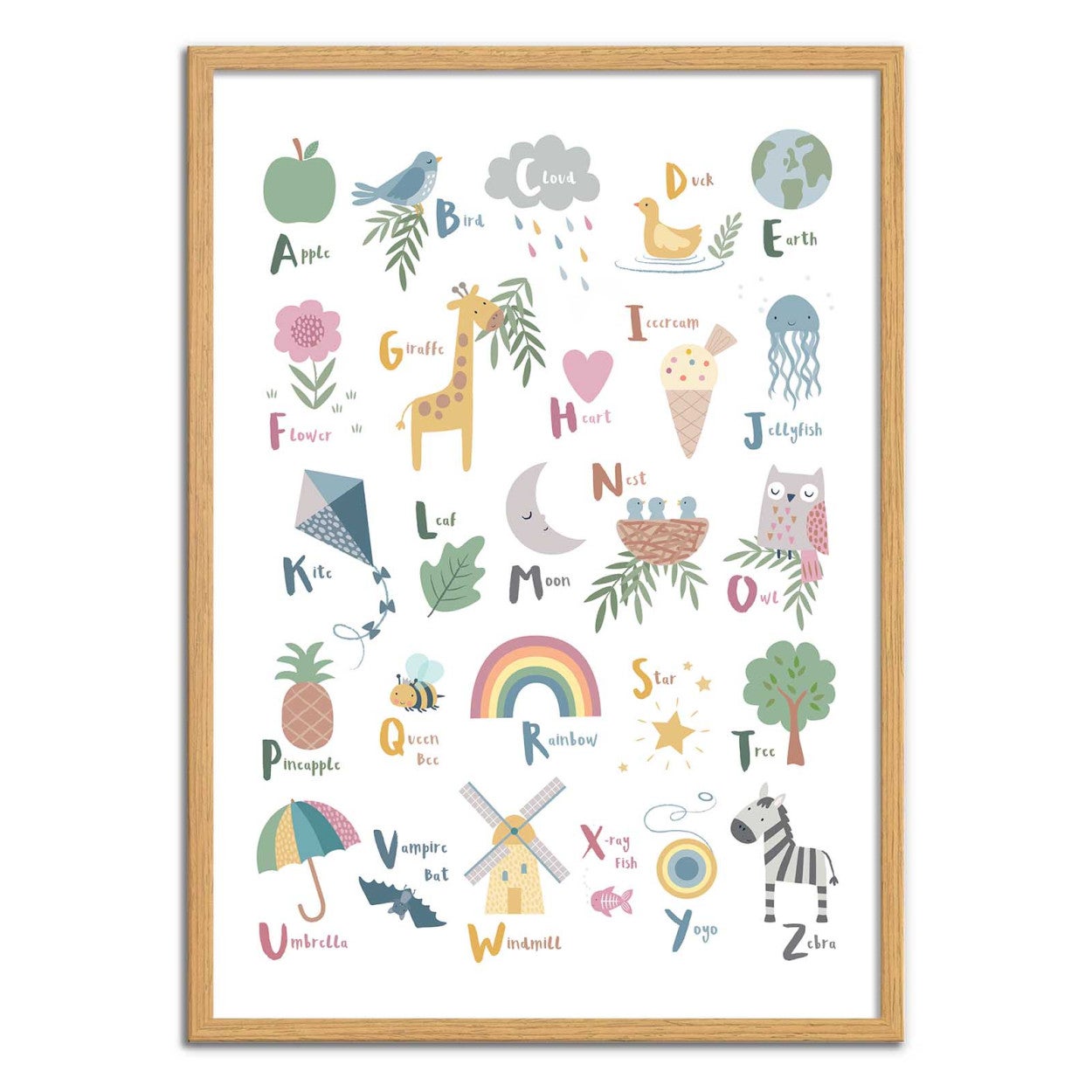 Art-Poster - Little things alphabet - Klara Hawkins - avec cadre chêne ...