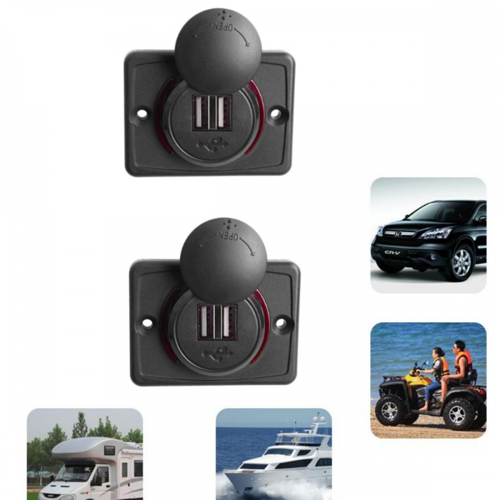 Lot 2 chargeurs voiture 3.1A, double prise USB 12V, panneau encastrable ...