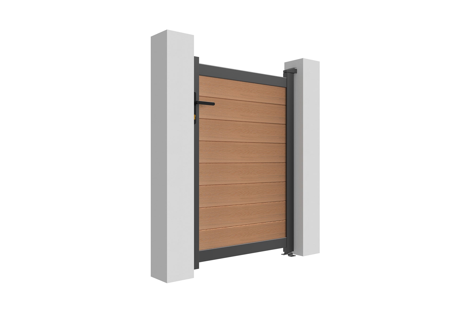 Puerta Peatonal ATHOS 1m H140 en Madera Composite Teca con Marco de ...