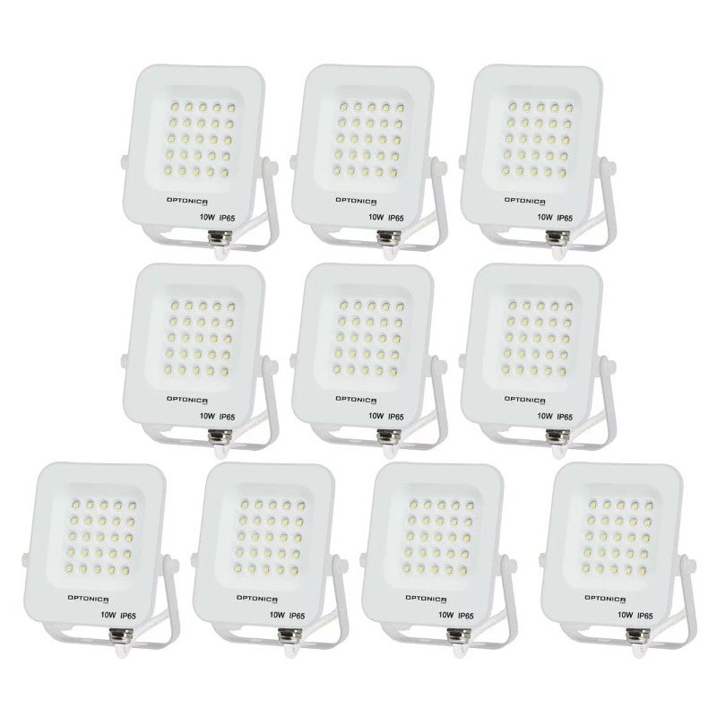Lot de 10 Projecteurs LED 10W Blanc Étanche IP65 900lm 66W Blanc ...