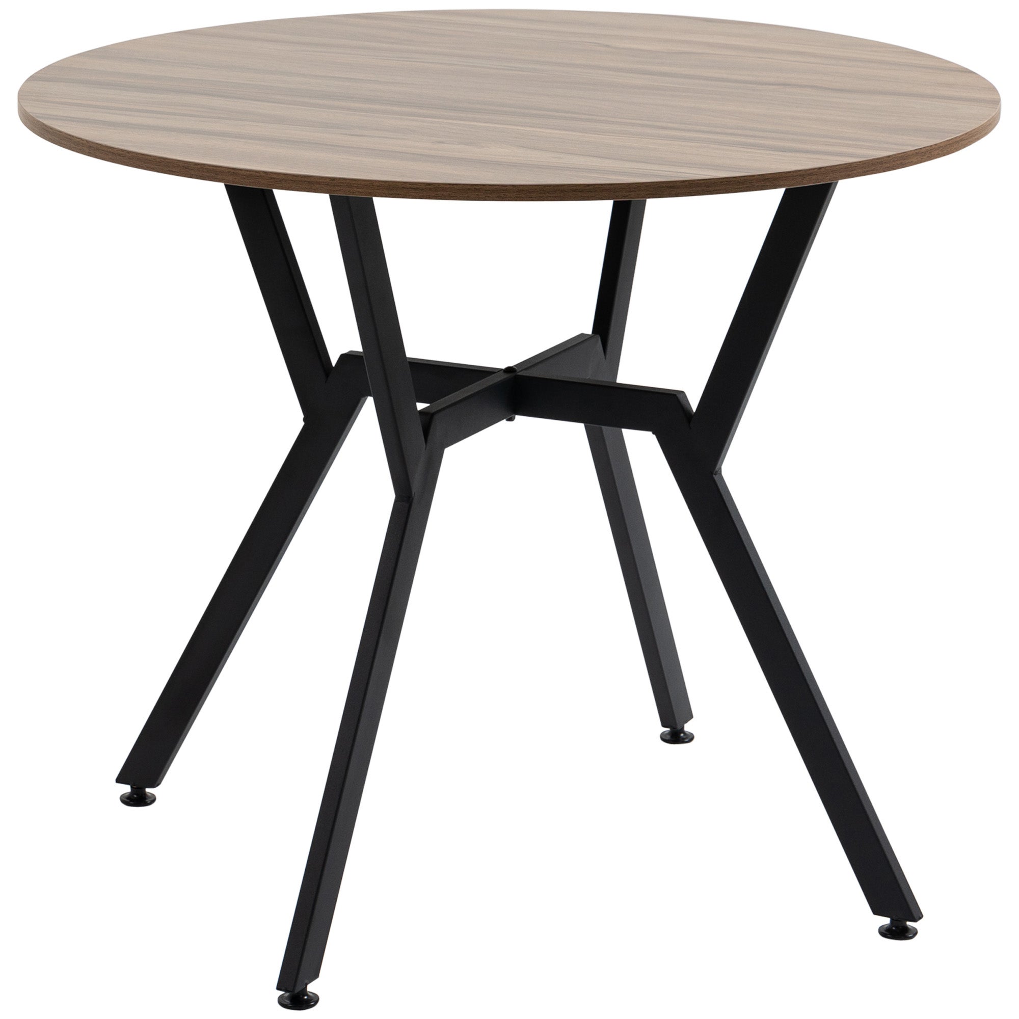 Table ronde design contemporain Ø 90 x 76H cm acier noir effet bois ...